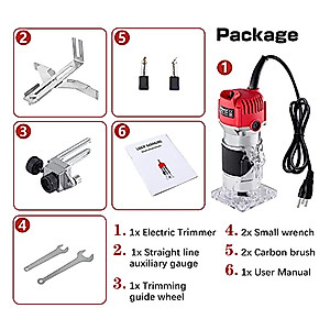 BriSunshine 800W Electric Wood Trimmer Router,Handheld Compact Palm Router for Woodworking Trimming,Laminate Joiner Tool 30000R/MIN 110V(UL Certified)
