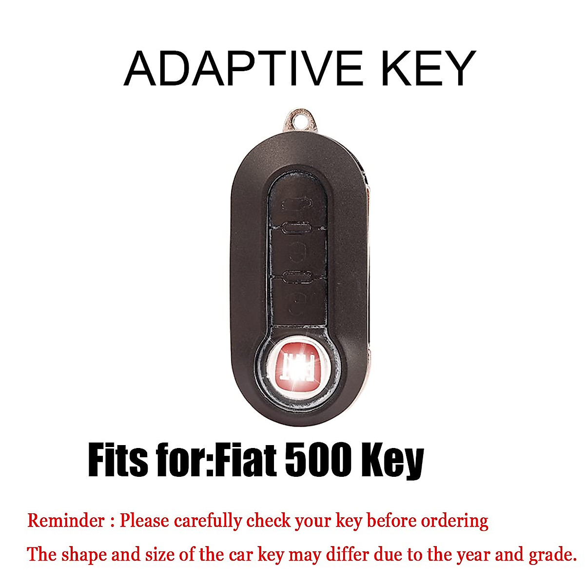 HIBEYO Key Fob Cover for Fiat 500 Linea 3 Button Filping Smart Remote Auto Key Shell with Leather Keychains for Fiat 500 Accessories Soft TPU Key Case-Silver