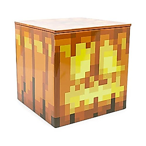 MINECRAFT Jack O'Lantern 4-Inch Tin Storage Box Cube Organizer with Lid | Basket Container, Cubby Cube Closet Organizer, Home Decor Playroom Accessories | Video Game Toys, Gifts And Collectibles