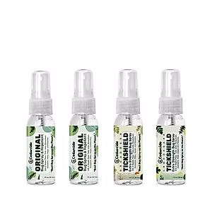 Cedarcide Original & Tickshield Family Pack | Natural Cedar & Lemongrass Oil Bug Spray | Eco-Friendly, Family-Safe Flea & Tick Repellent | Pack of 4, 1oz Spritzers