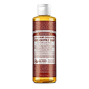 Dr. Bronner’s - Pure-Castile Liquid Soap (Eucalyptus, 8 ounce) - Made with Organic Oils, 18-in-1 Uses: Face, Body, Hair, Laundry, Pets and Dishes, Concentrated, Vegan, Non-GMO