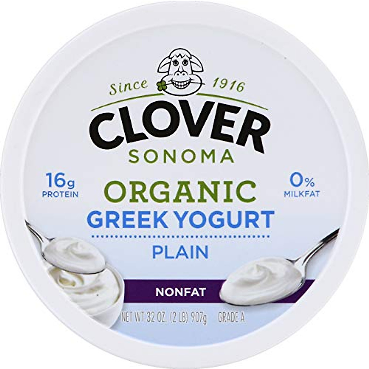 Clover Sonoma Organic Nonfat Greek Plain Yogurt, 32 Oz