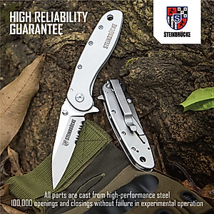 Motovecor Pocket Knife for Men with Clip - Heavy Duty Folding Pocket Knives, 3.4" 14C28N Stainless Steel Titanium Coated Blade, Tactical EDC Knife for Camping Hunting Fishing