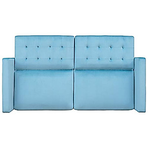 LTT Futon Sofa Bed, Loveseat Sofa Bed, Velvet Upholstered Modern Convertible Folding Futon Lounge Couch for Living Space, Apartment, and Dorm