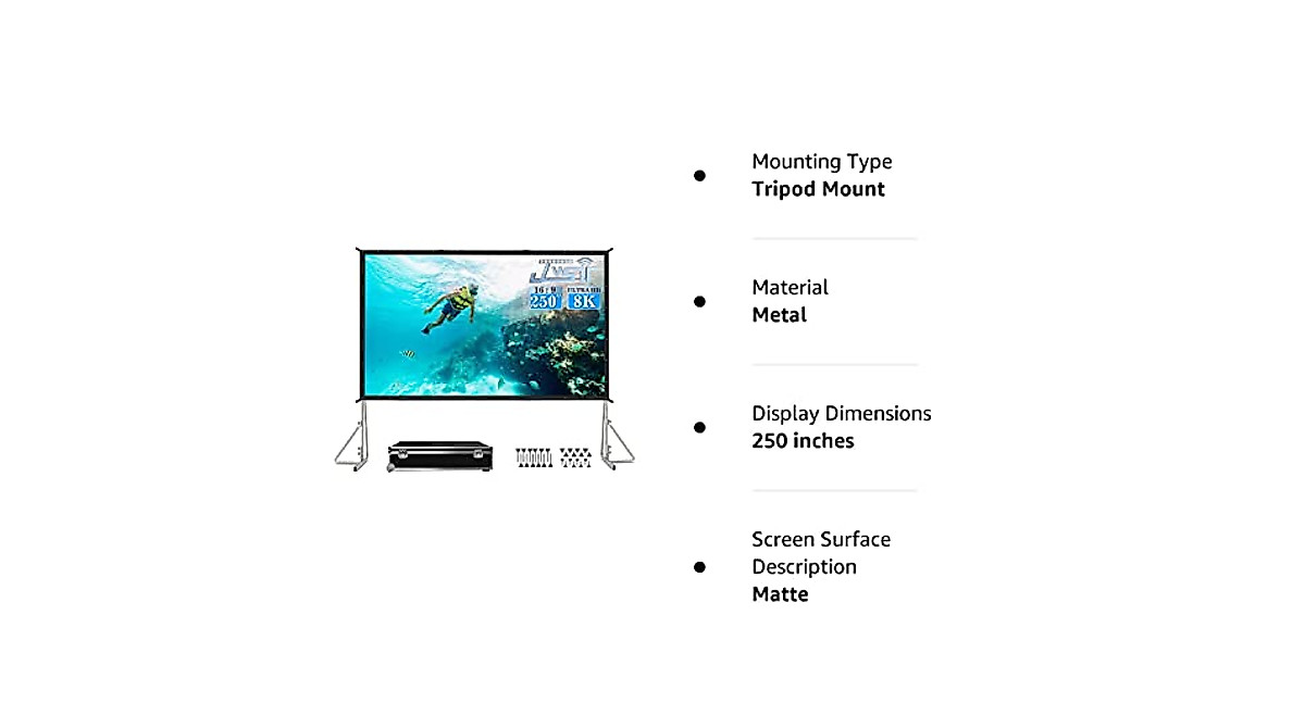 JWSIT 250 inch Projector Screen with Stand | Portable 4K