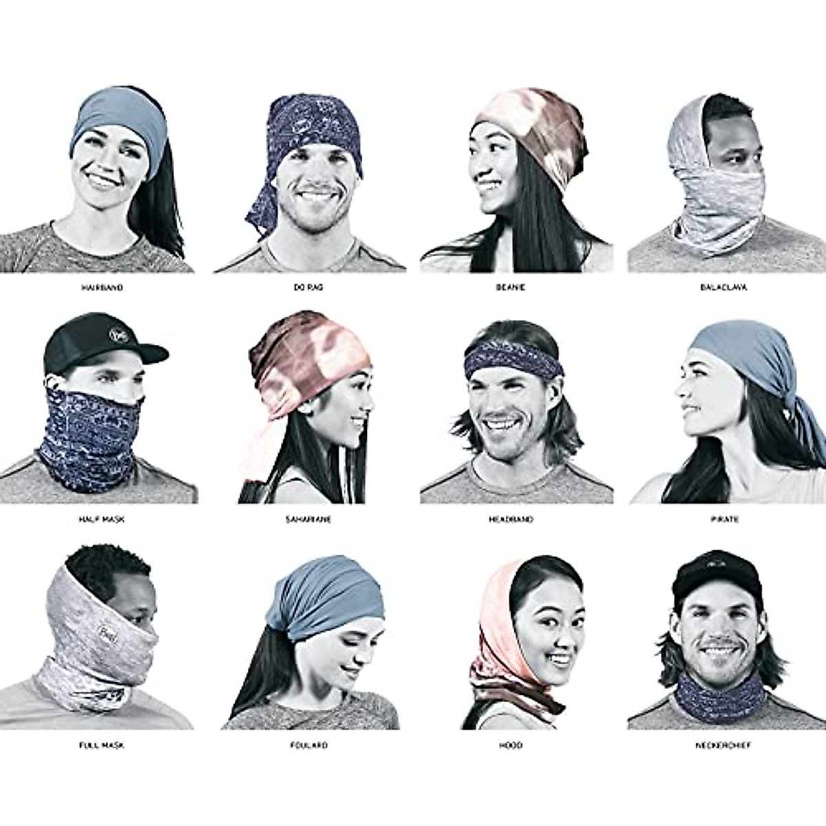 BUFF Multifunctional Neckwear Lightweight Merino Wool Worn 12+ Ways, Grey