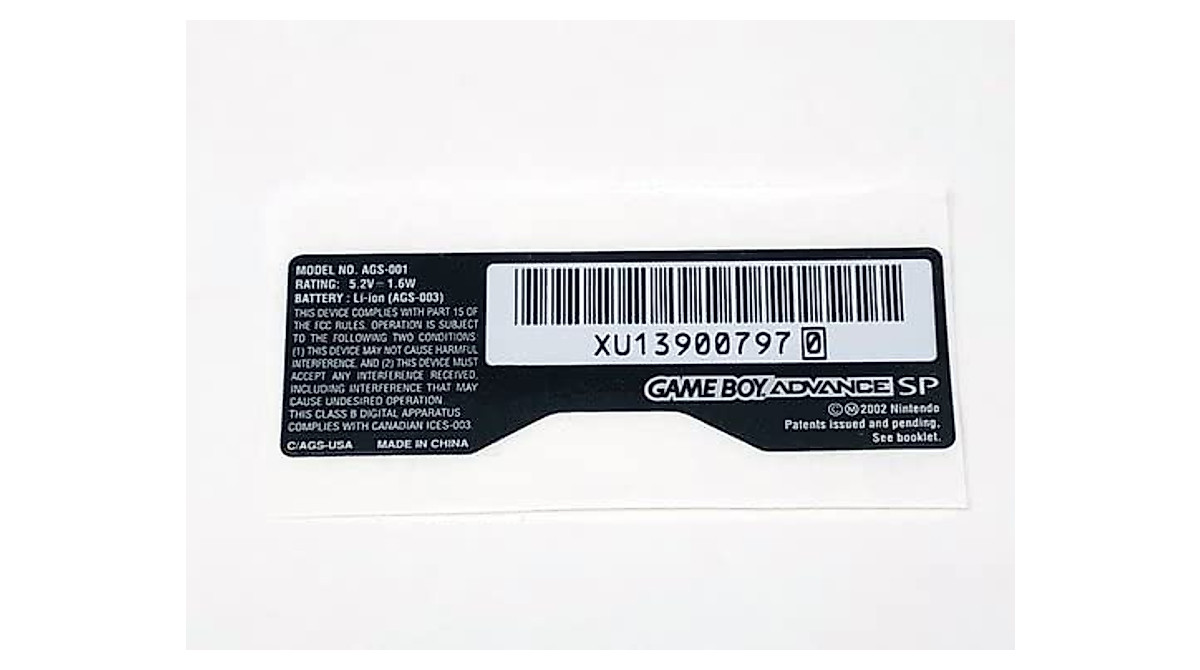 Game Boy Advance SP [GBA SP] AGS-001 Model Sticker — 🛍️ The Retail Market