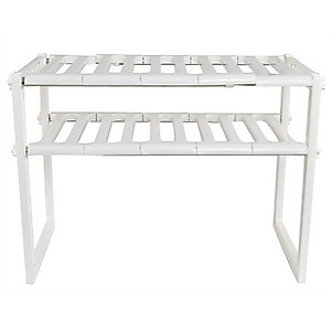 HOME-X Under Sink Storage Shelf, Expandable Cabinet Organizer for Kitchen - Expands16” to 26”