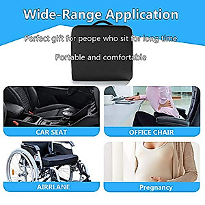 YOUFI Extra Thick Large Seat Cushion -19 X 17.5 X 4 Inch Gel Memory Foam Cushion with Carry Handle Non Slip Bottom - Pain Relief Coccyx Cushion for Wheelchair Office Chair (Black (1PACK))