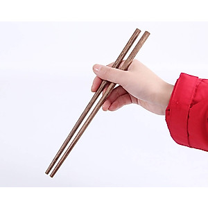 10 Pairs Chinese Ebony Wenge Wood Organic Chopsticks Set - Reusable Natural"Ji Chi Mu" - For Daily Use, Hotpot, Sushi Dinner, Wedding Dinner, Picnic, and Restaurants, etc.