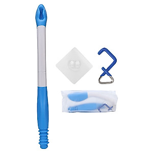 Toilet Aids Tools for Wiping, 15.7in Foldable Personal Butt Wiper Tools, Long Reach Comfort Toilet Wiping Aids Tools - Self Assist Bathroom Bottom Buddy Wiping Toilet Aid with Wall Stickers and Hooks