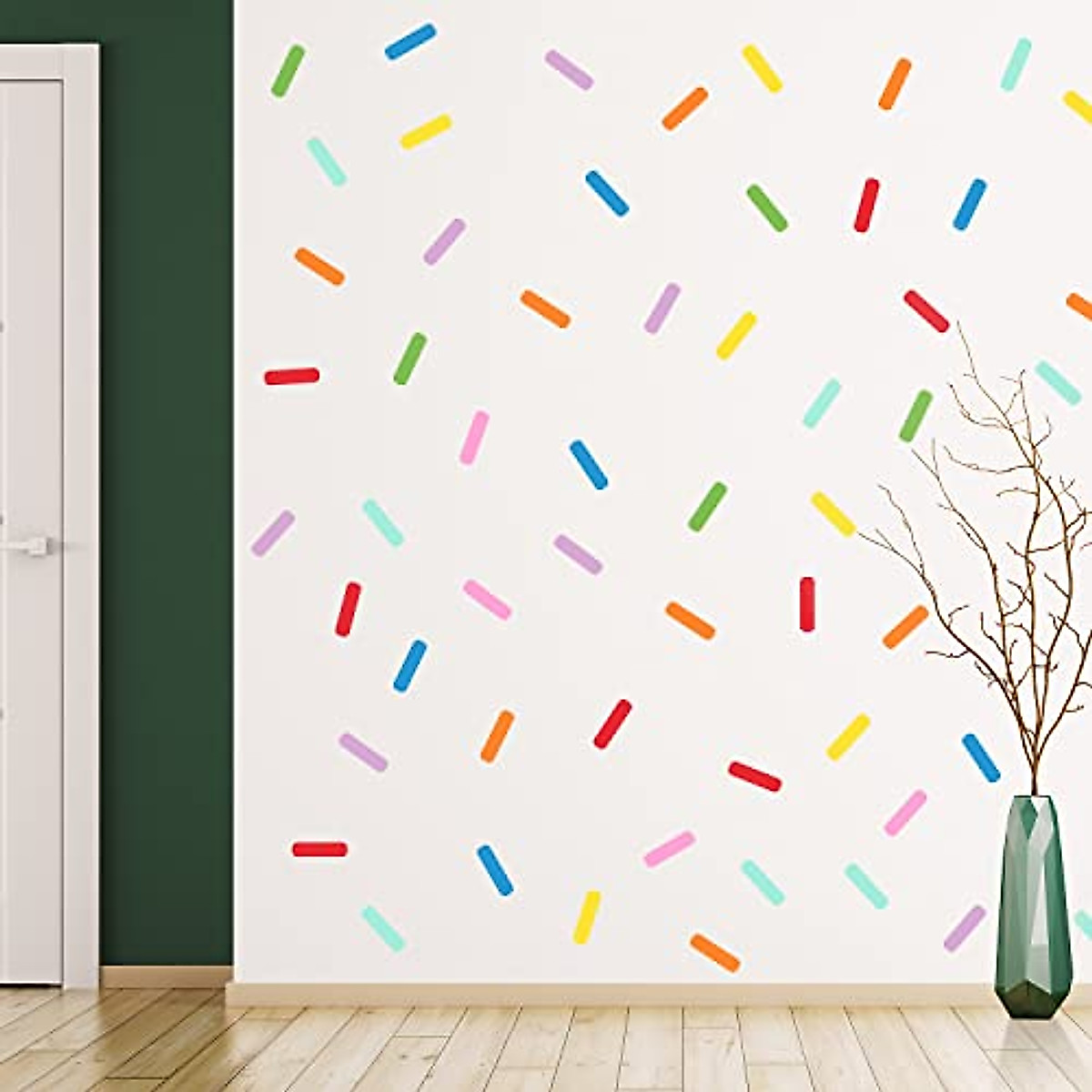 Supzone 128Pcs Colorful Sprinkles Wall Decals Confetti Wall Stickers Mini Bar Matte Finish Vinyl Wall Art Sticker for Kids Nursery Playroom Teen Girl's Bedroom Dorm Home Wall Decoration