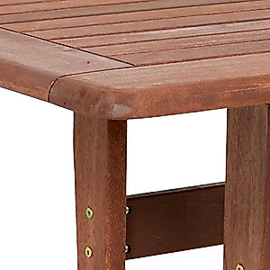 Sunnydaze 7-Piece Meranti Wood with Teak Oil Finish Long Patio Dining Table and Chairs Set - Modern Comfortable Outdoor Dining - Patio, Deck, Front Porch, Poolside or Balcony