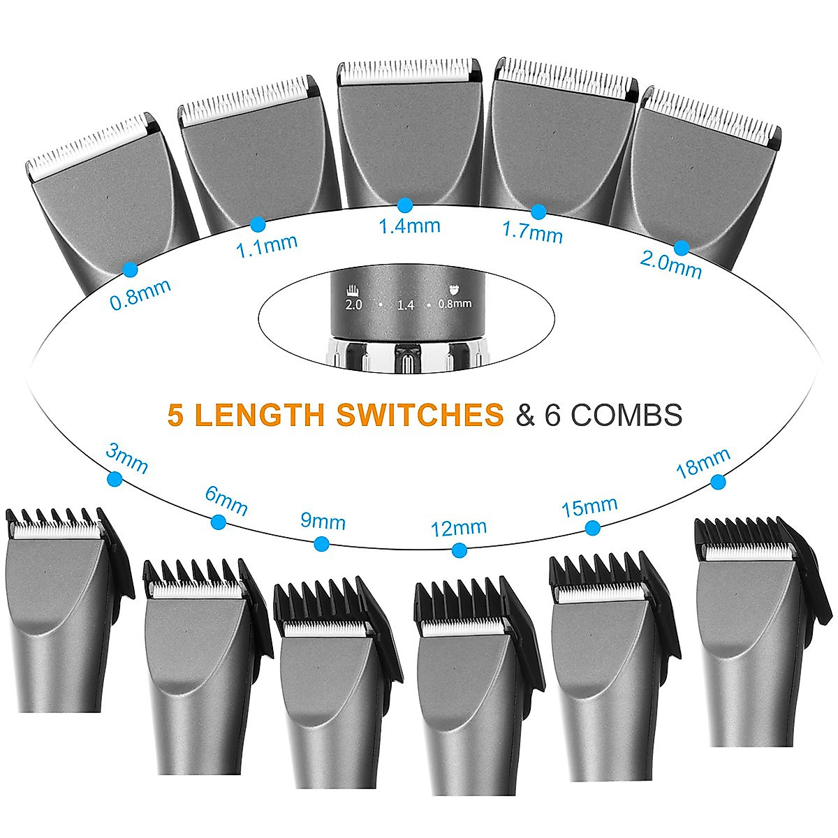 Sminiker Professional Hair Clippers Cordless Barber Shavers Rechargeable Hair Cutting Kit with 1 Hairdressing Cape 2 Scissors 9 Comb Guides