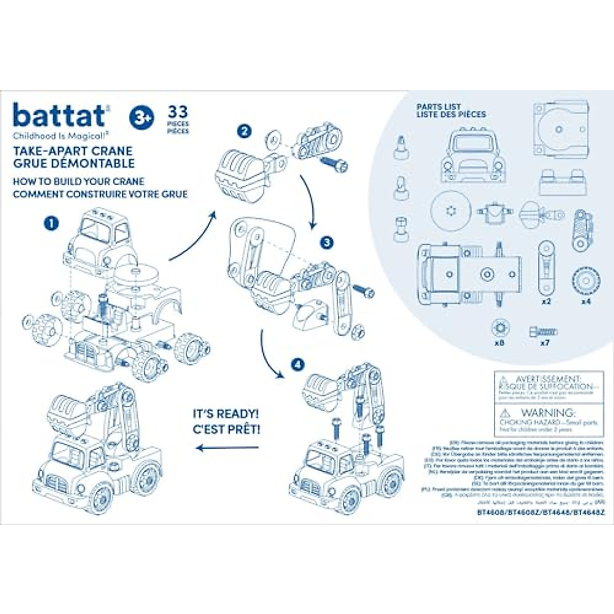 Battat – Classic Construction Toy – Pretend Play Tools – Toddler Trucks – Dexterity Building Toy – 3 Years + – Take-Apart Crane