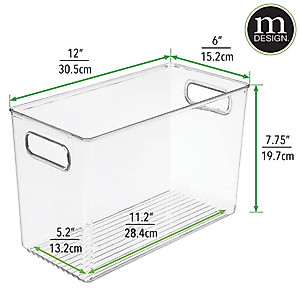 mDesign Plastic Storage Organizer Bin with Handles for Baby or Kids - Containers for Nursery, Playroom or Daycare - Holder for Snacks, Toys, Food, Diapers, or Wipes - Ligne Collection, 4 Pack, Clear