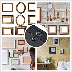 Picture Frame Hardware Backing Clips, 100 Pieces Photo Frame Turn Button Fasteners with 100 Pieces Screws Picture Framing Parts for Hanging Posters Drawing Crafts, Black