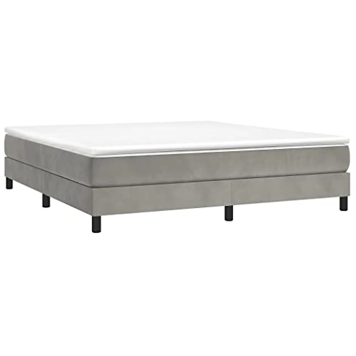 vidaXL Box Spring Bed Frame Home Indoor Bedroom Bed Accessory Wooden Upholstered Double Bed Base Furniture Light Gray 76"x79.9" King Velvet