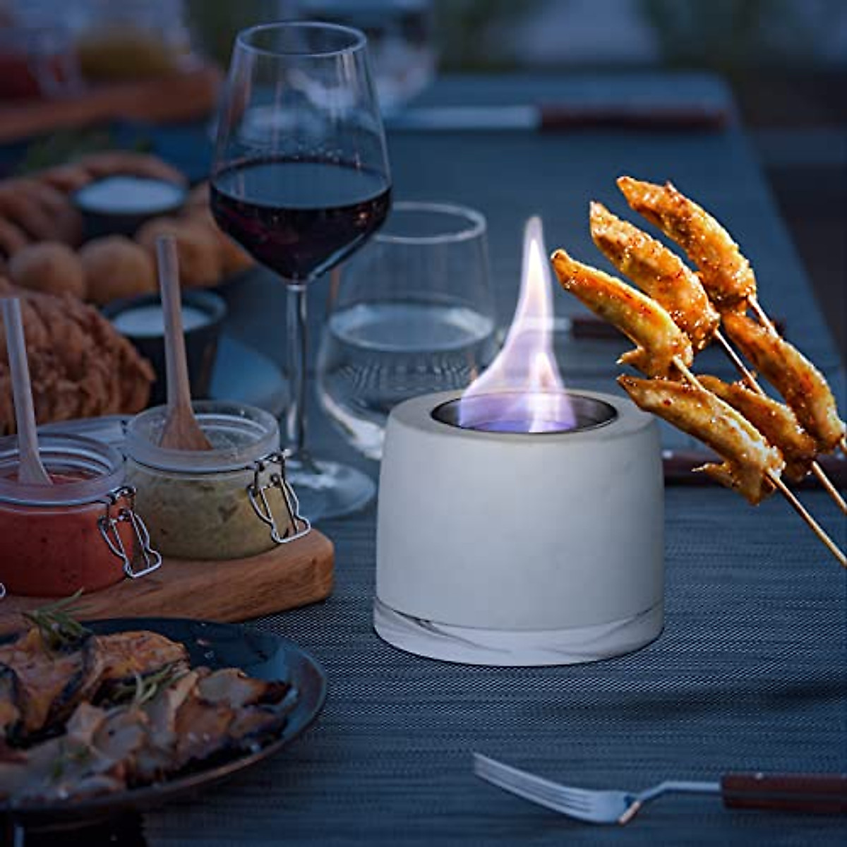 Tabletop Fire Pit, Indoor Table Top Firepit, Patio Alcohol Concrete Fire Pits Outdoor Fireplaces, Round Fire Pit for Making Smores in Patio, Garden, Balcony