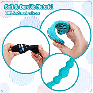 Silicone Baby Teething Toys, 2 Pack Teethers for Babies with Pacifier Clip, Game Remote Control Teether for Baby Boys Girls, Durable Sensory Chew Toys for Kids Toddlers Infants