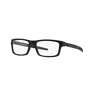 Oakley Men's Ox8026 Currency Rectangular Prescription Eyeglass Frames, Satin Black/Demo Lens, 54 mm