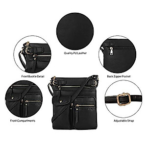 SG SUGU Katie Lightweight Medium Crossbody Bag Shoulder Bag with Multi Pocket for Women | BLACK