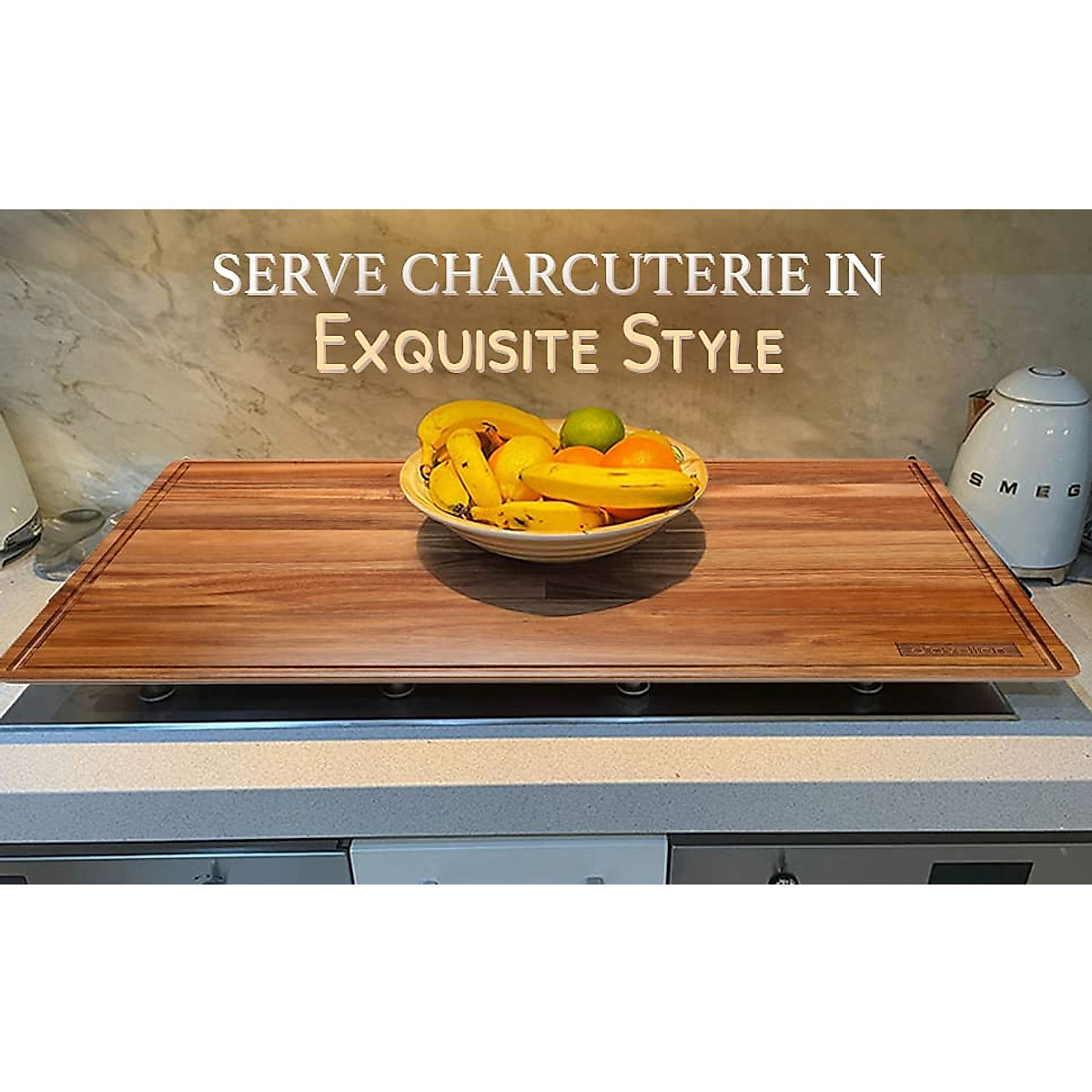 Premium Acacia Wood XL Cutting Board 1in thick/Noodle Board