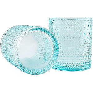 Darware Hobnail Drinking Glasses (12oz, 6pk, Blue); Old-Fashioned Beverage Glasses for Tabletop, and Bar Use and Candle Jars