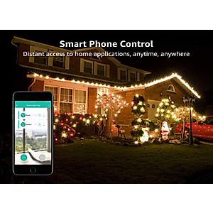 LITEdge Outdoor Smart Plug, WiFi 2-in-1 Plug Power Outlet, Compatible with Google Home & Alexa, APP Cordless Remote Control Smart Outlet Socket, Remote Control, Timer, Waterproof