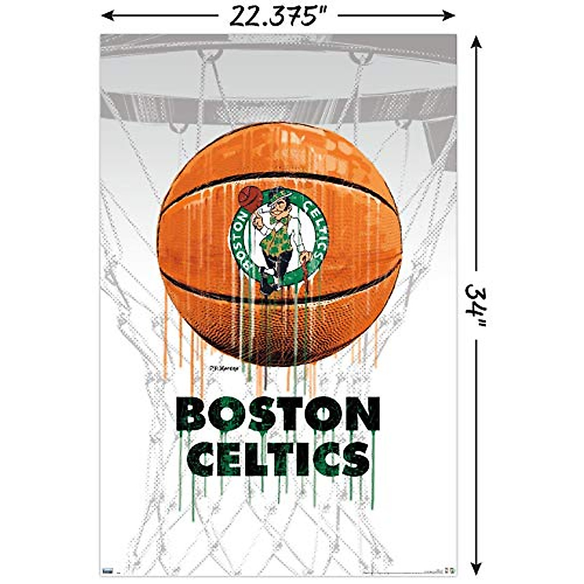 Trends International NBA Boston Celtics - Drip Ball 20 Wall Poster, 22.375" x 34", Unframed Version