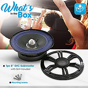 PyleUsa 8'' Single Voice Coil Car Subwoofer - 250 Watts at 4-Ohm Car Audio Powered Subwoofer, Paper Cone with Cloth Edge, Designed for Custom Audio Car, Truck, Mobile Vehicle Applications - PLMG85