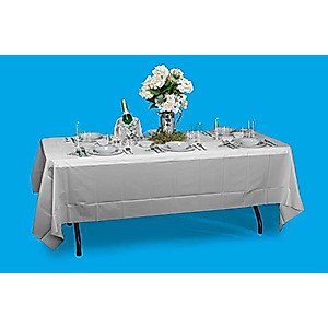 Exquisite 6-Pack Premium Plastic Tablecloth 54in. x 108in. Rectangle Plastic Table Cover - Purple