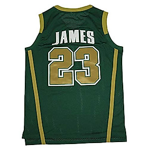Custom Men's Lebron #23 High School Basketball Jersey Men (Green,L)