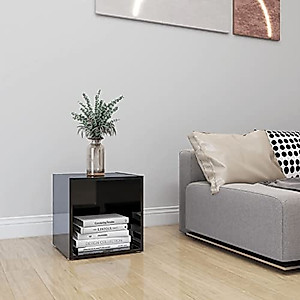 Ground Stand TV Cabinet,TV Unit,Stereo Cabinet,HiFi Cabinet,Gaming Entertainment Center,Home Decor,Open Storage Unit,for Bedroom,Living Room,Office,High Gloss Black 14.6"x13.8"x14.6" Chipboard