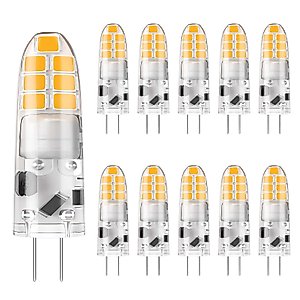 DiCUNO G4 LED Bulb 12V, JC Bi-Pin Base Light Bulbs 2W, Warm White 3000K, 20W T3 Halogen Replacement Bulb for Landscape Light, Under Cabinet Light, Chandelier, Non-dimmable, Pack of 10