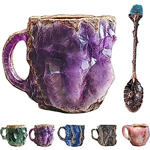 Mineral Crystal Coffee Mugs, Natural Mineral Crystal Coffee Mug, Mineral Crystal Coffee, Mugcrystal Coffee Mugs, Mugsmineral Coffee Mug, Rose Quartz, Green, Geode, Agate, Garnet (H)