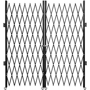 VEVOR Double Folding Security Gate, 63.39" H x 122" W Folding Door Gate, Steel Accordion Security Gate, Flexible Expanding Security Gate, 360° Rolling Barricade Gate, Scissor Gate or Door with Keys