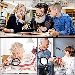 Magnifying Glass with Light, MOJINO 10X Lighted Large Handheld Reading Magnifier Glasses with 18 LED Lights for Macular Degeneration, Seniors & Kids Reading, Inspection, Coins, Jewelry, Exploring