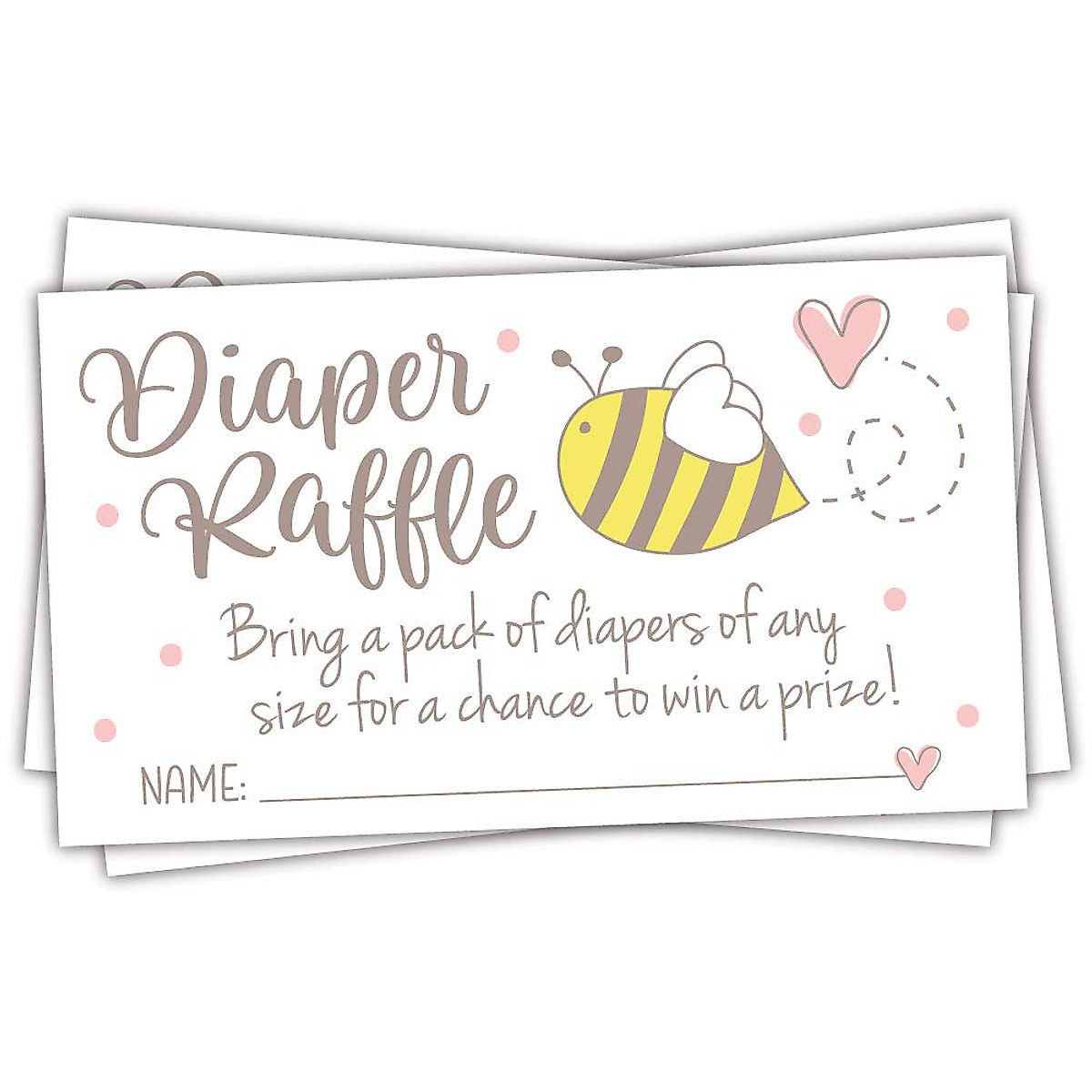 50 Baby Bee Diaper Raffle Tickets for a Girl or Gender Neutral Baby Shower - Invitation Inserts - Mom to Bee Baby Shower