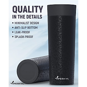 Peakvil 16 oz Insulated Thermos Travel Coffee Mug with Push Button Lid - Leakproof Reusable 304 Stainless Steel Tumbler Cup for Keep Hot/Ice