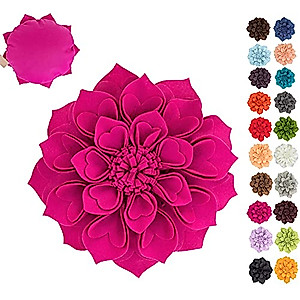 Fennco Styles Handmade 3D Heart-Shaped Petals Flower Decorative Throw Pillow Cover 13" Round - Slate Floral Pillow Case for Couch, Home Décor and Holiday, Housewarming Gift