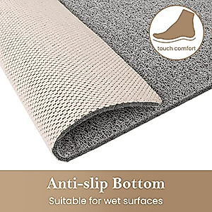 Shower Mat Bathtub Mat Non-Slip,32x24 inch, Soft Tub Mat with Drain,PVC Loofah Bath Mat (Phthalate Free) for Tub and Bathroom,Quick Drying,Grey