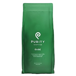 Purity Coffee EASE Dark Roast Low Acid Organic Coffee - USDA Certified Organic Specialty Grade Arabica Whole Bean Coffee - Third Party Tested for Mold, Mycotoxins and Pesticides - 5 lb Bag