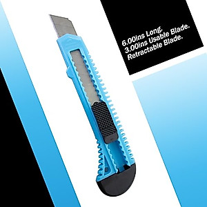 MotoProducts 100 Sky Blue Retractable Utility Knife Wholesale 6 inch Manual Lock Bulk Box Cutter Snap Off Blade