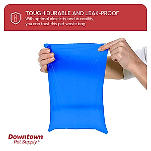 Downtown Pet Supply Poop Bags for Dogs with Dispenser, 500 Count - Leak-Proof Dog Waste Bags and Bone-Shaped Dog Poop Bags Holder for Leash - Rainbow of Colors, 12.5" x 8.5"