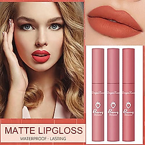 ZARICS 3PCS Nude Matte Lipstick Set, 24 Hour Superstay Natural Nude Lipstick Velvet Smooth Crayon Lip Stain, Long Lasting Waterproof Lip Gloss Lipstick for Women Makeup (Set C)