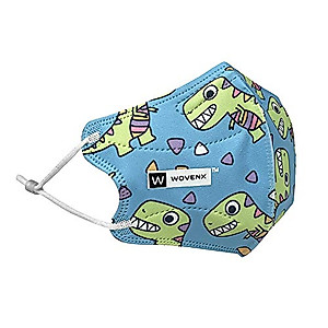 wovenx 5 Ply Small Kids Face Mask for 2-3 Year Olds, 15 Pack, With Adjustable Earloops, Individually Packaged, Disposable (Boys Masks: Dinosaur, Fishes, Camouflage)