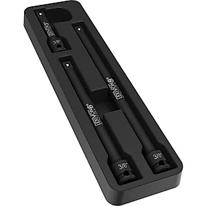 LEXIVON Impact Driver Extension Bar Set, 3/8" Drive | 3-Piece 3" 6" & 8" Long, Organized In A Tray | Hardened and Heat Treated Chrome Vanadium Steel (LX-114)