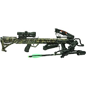 Rocky Mountain RM-415 Crossbow Kit with Crossbolts, 100 Grain Field Points, 4 x 32 Scope, Quiver, Rope Cocker and Rail Lubricant – Ready-to-Hunt