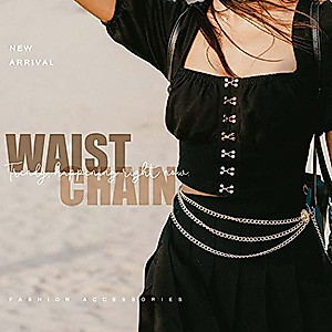 Asooll Crystal Body Chains Fashion Belly Hip Skirts Tassel Waist Chains Summer Beach Nightclub Party Body Accessories Jewelry for Women and Girls (Gold)